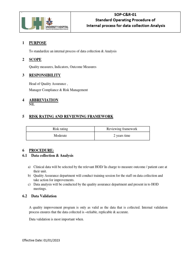 SOP-C&R-01 Internal Processes For Data Collection and Analysis | PDF ...