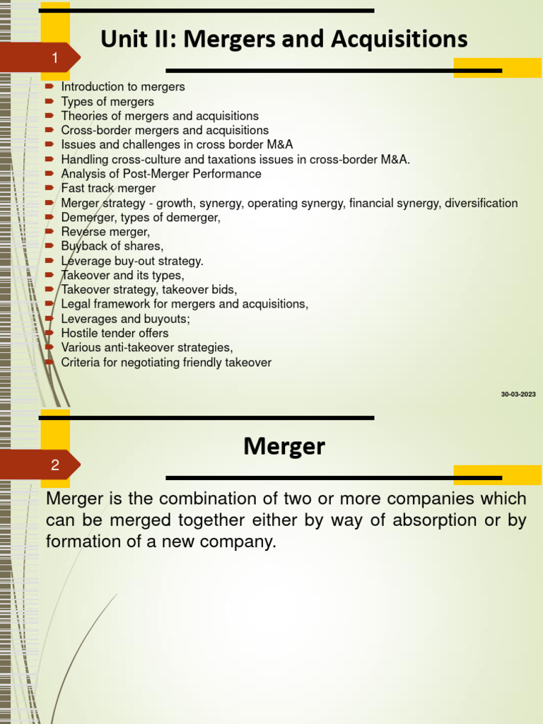 CR - Unit 2 | PDF | Mergers And Acquisitions | Takeover