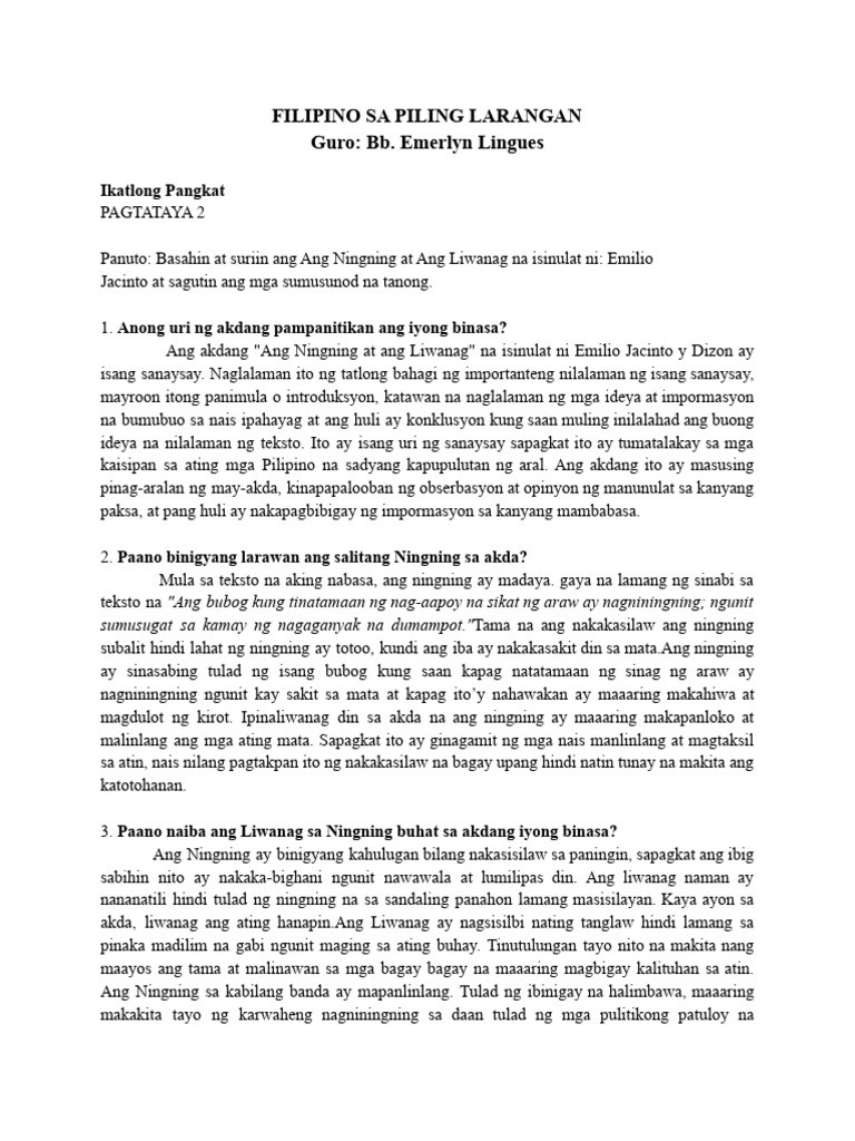 Ikatlong Pangkat Aralin 2_ Pagtataya 2 (Pangkatang Gawain) | PDF Ikatlong Pangkat Aralin 2_ Pagtataya 2 (Pangkatang Gawain) | PDF