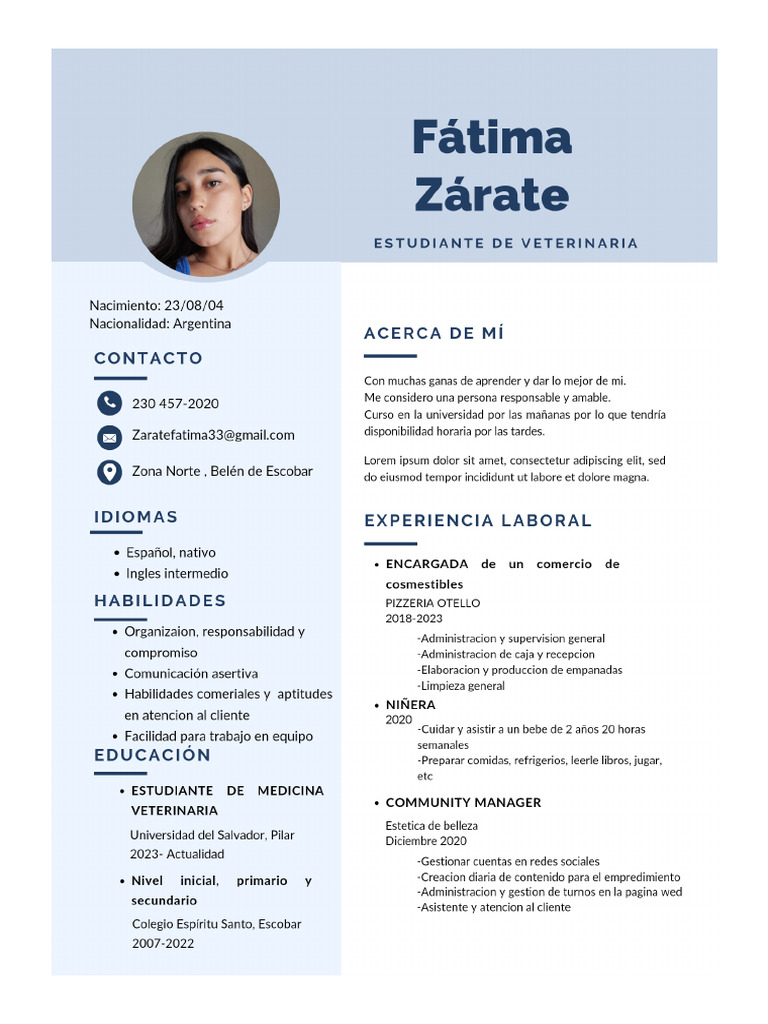 Zarate Fatima CV | PDF