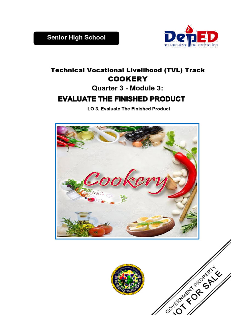Q3 M3 TVL HE Cookery Evaluate The Finished F | PDF | Perception | Taste