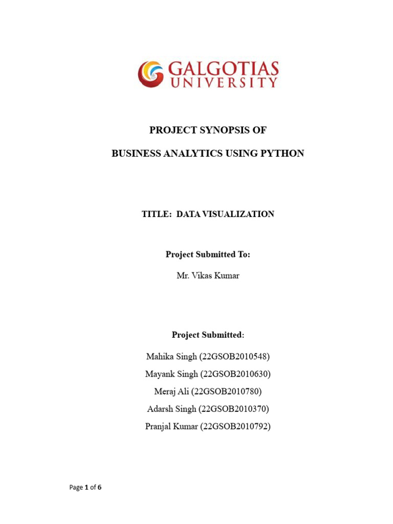 Project Synopsis of Python | PDF | Chart | Computing