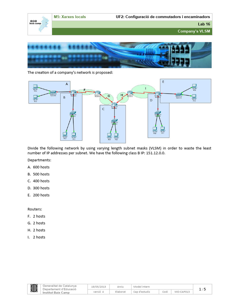 EN Lab16. Company's VLSM (1h) | PDF