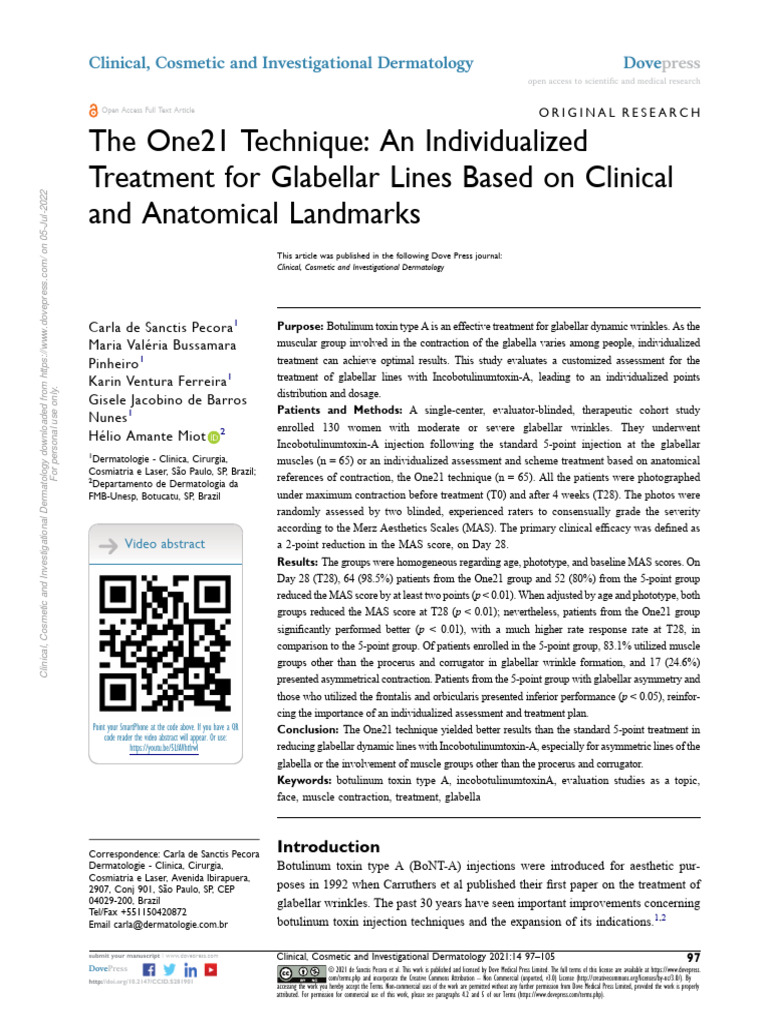 One21 Technique for Glabellar Lines | PDF | Dermatology | Medicine