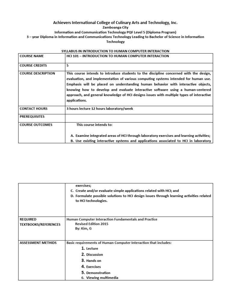 Hc 101 Introduction To Human Computer Interaction Pdf Human Computer Interaction User