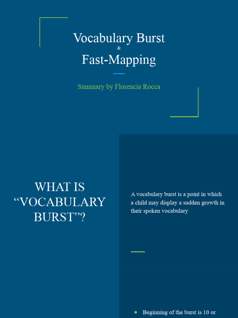 Vocabulary Burst & Fast-Mapping - Summary Rocca | PDF | Behavioural ...