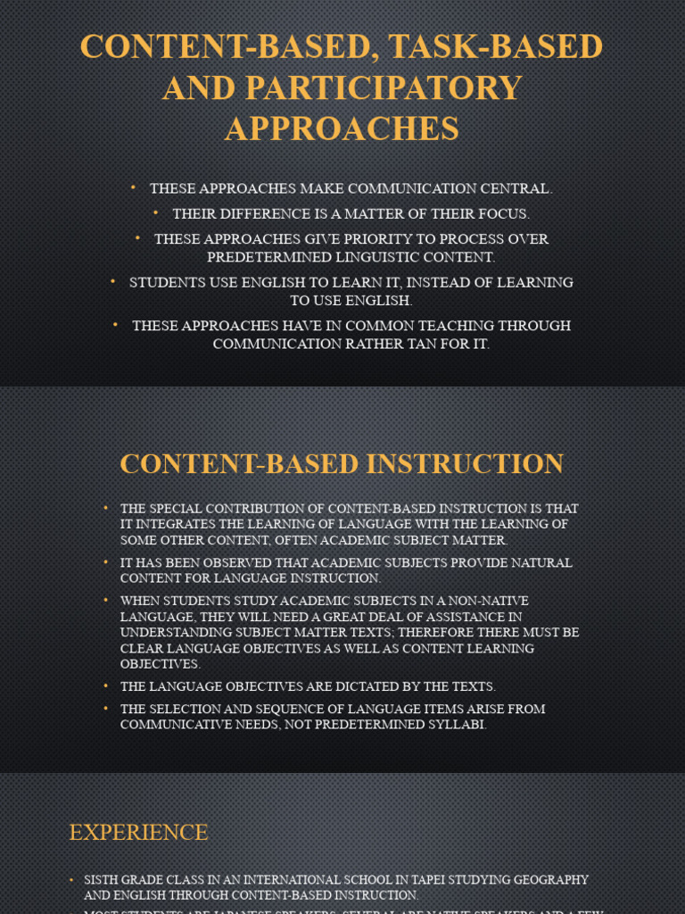 Content - Based and Task Based Instruction - Summary | PDF | Second ...