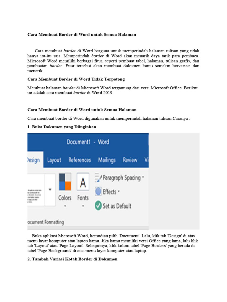 Cara Membuat Border Di Word Untuk Semua Halaman | PDF Cara Membuat Border Di Word Untuk Semua Halaman | PDF