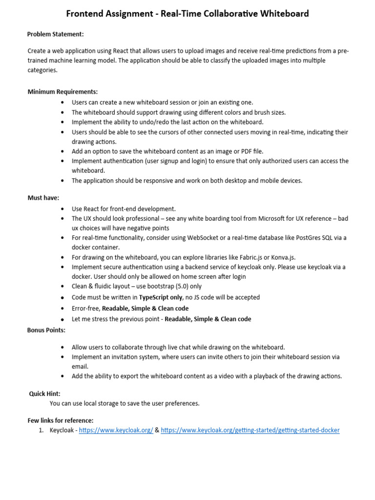 Frontend - Assignment - Real Time Collaborative Whiteboard | PDF ...