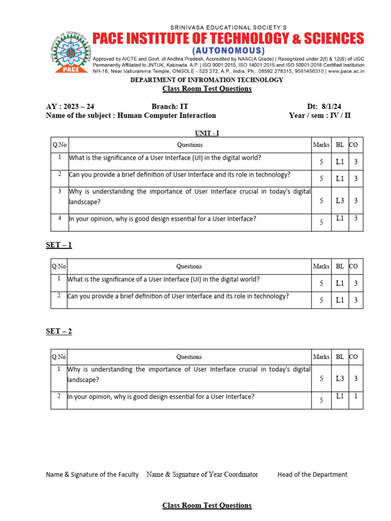 CRT Questions Mid 1 | PDF | Human–Computer Interaction | User Interface