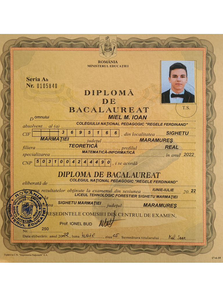 Copie Diploma de Bacalaureat | PDF