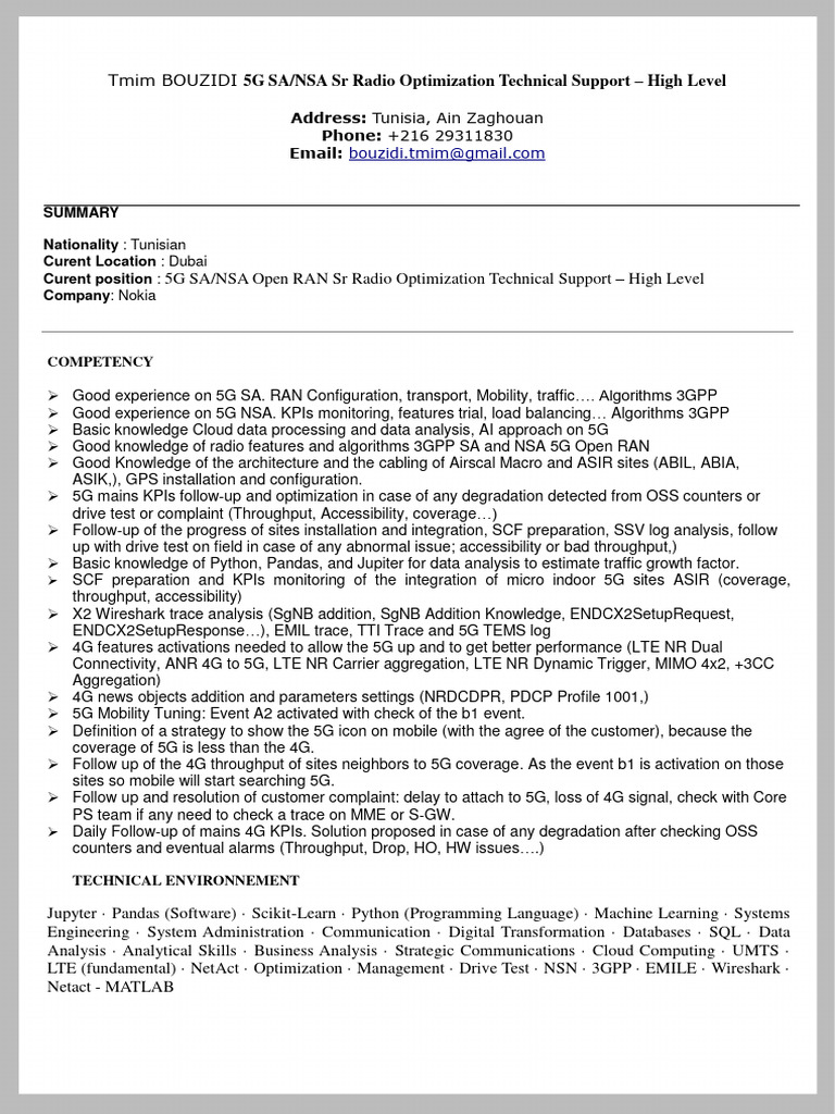 CV Tmim Bouzidi L | Download Free PDF | High Speed Packet Access | Lte (Telecommunication)