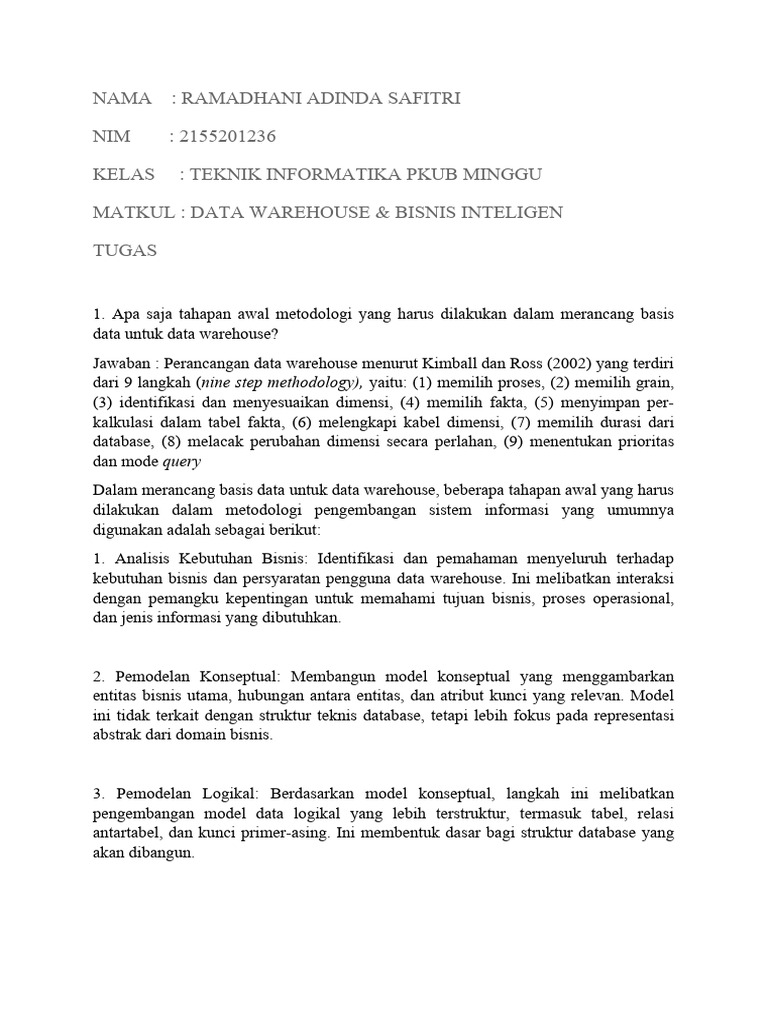 Tugas Data Warehouse | PDF