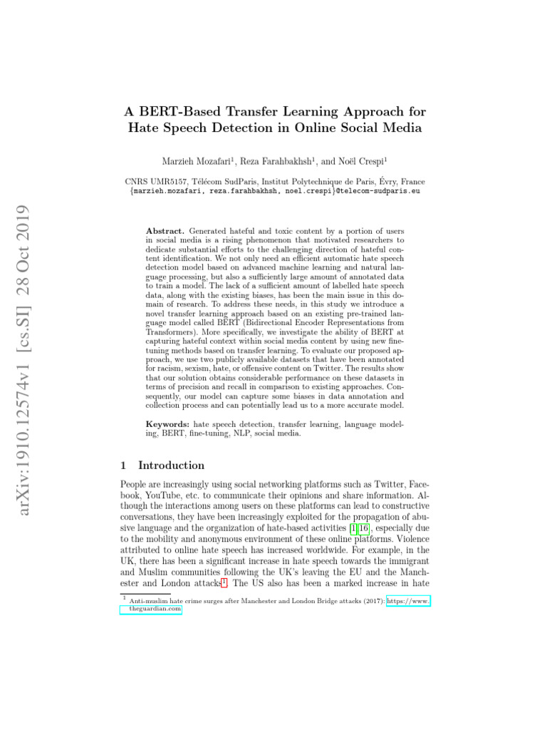 Hate Speech Detection In Online Social Media Pdf Machine Learning