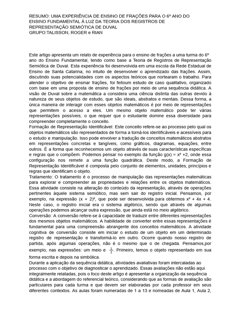 RESUMO G Talisson Roger Rian 1 | PDF | Matemática