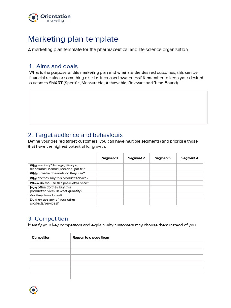 Orientation Marketing Plan Template | PDF | Marketing | Target Audience