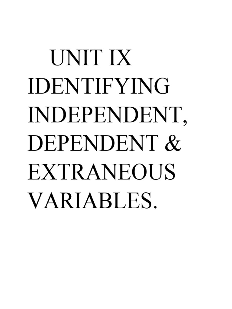 Identifying Independent Dependent Variable | PDF | Dependent And ...