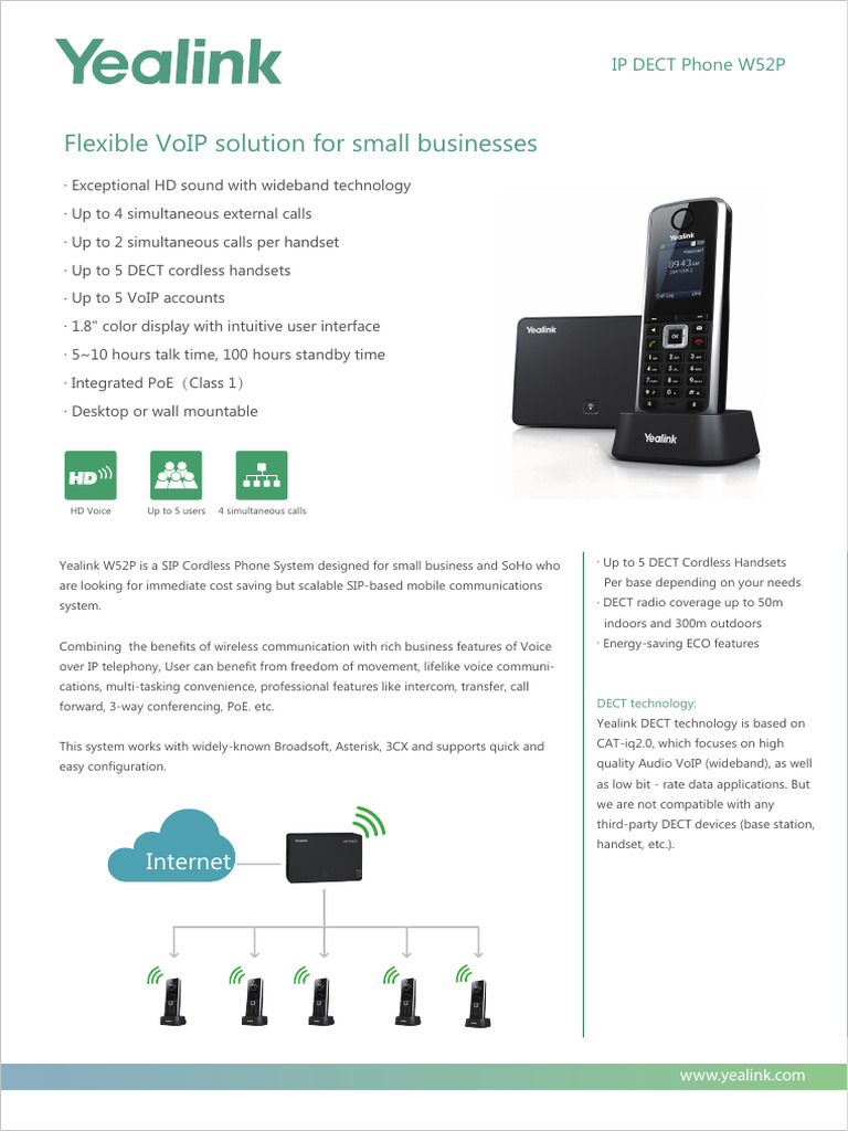 W52P | PDF | Voice Over Ip | Telephone