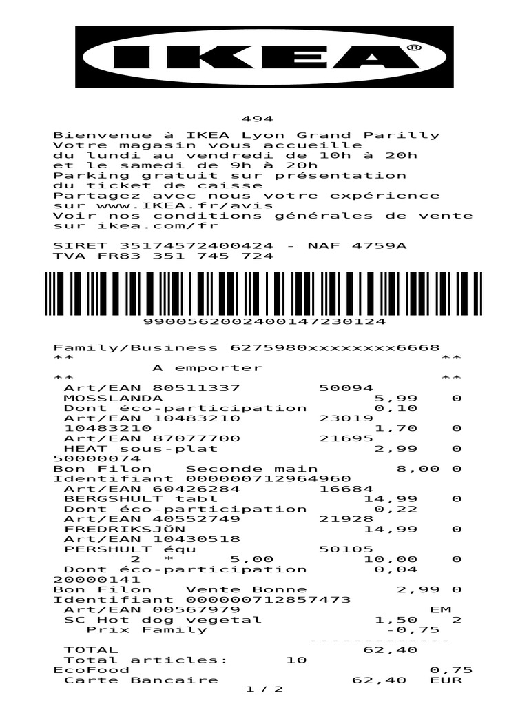 Demande de facture IKEA simplifiée | PDF | Paiements