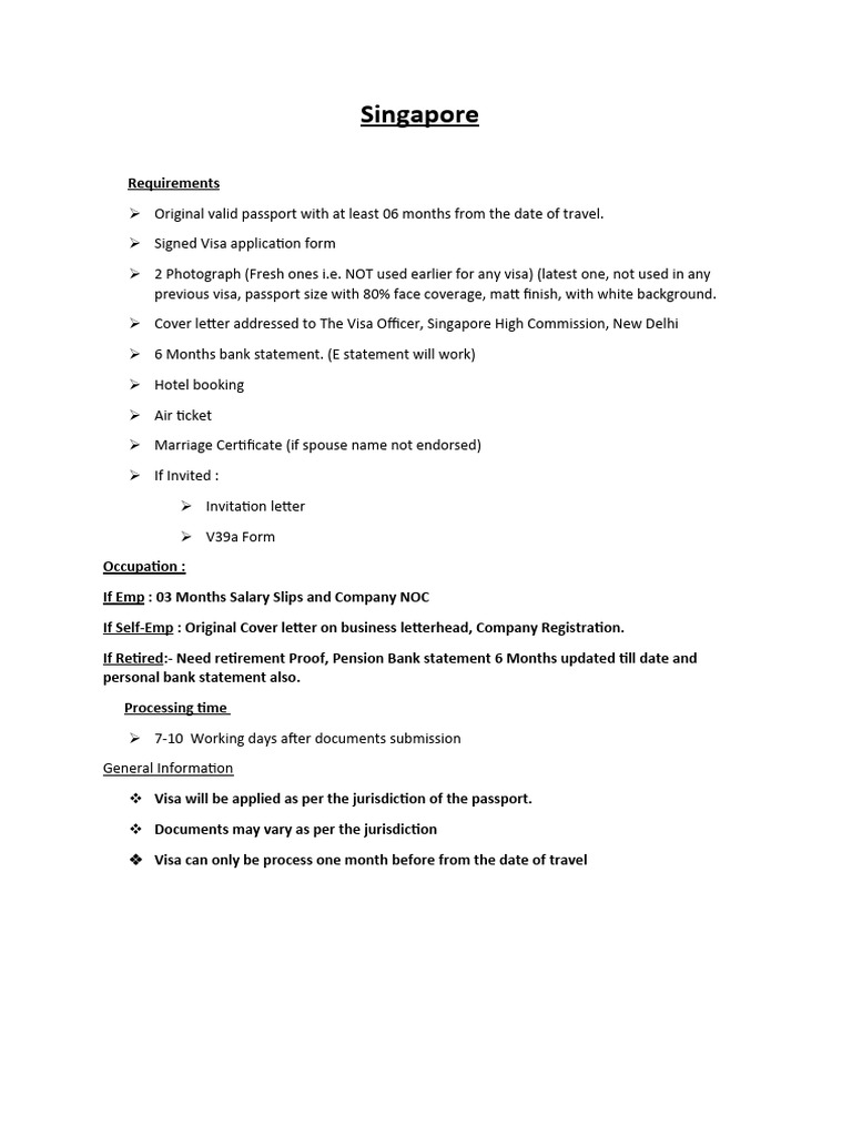 SINGAPORE Checklist | PDF