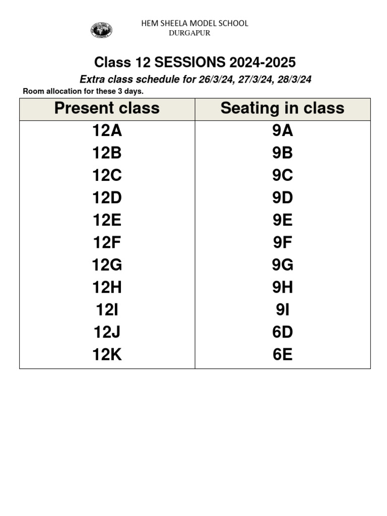 EXTRA Class Routine Class 12 2024-2025 STUDENTS FINAL | PDF | Natural Sciences | Physical Sciences