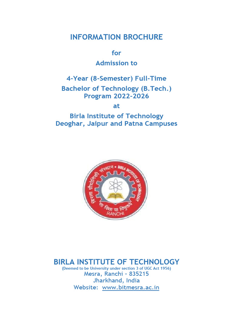 BTech 2022 (Draft) - Info Brochure For DJP | Download Free PDF | Computing | Engineering