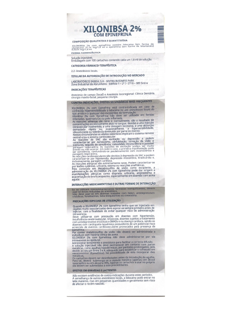 Folheto Informativo XILONIBSA 2% | PDF