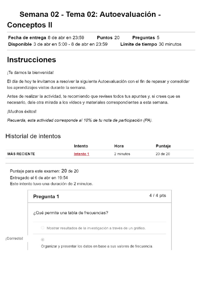 Semana 02 - Tema 02 Autoevaluación - Conceptos II | PDF