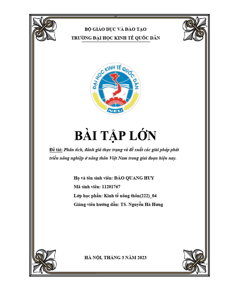 Bai Tap Lon Kinh Te Nong Thon | PDF