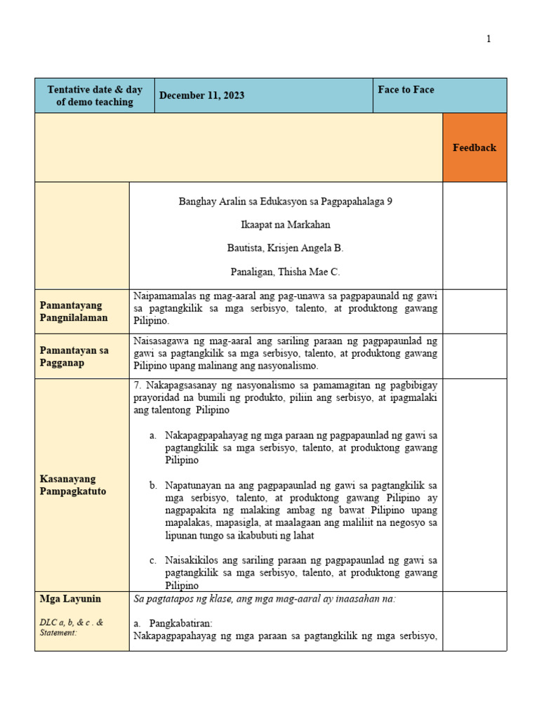Final Team-Teaching Lesson Plan | PDF