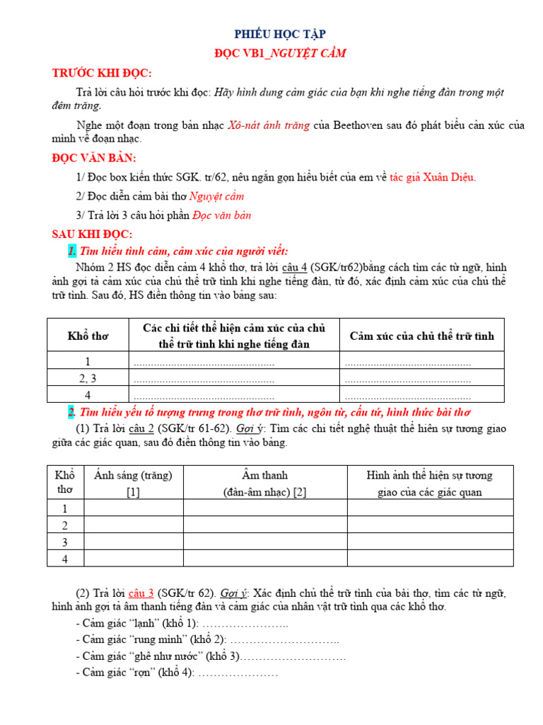 1.3. Phiếu đọc VB1 - Nguyệt Cầm | PDF