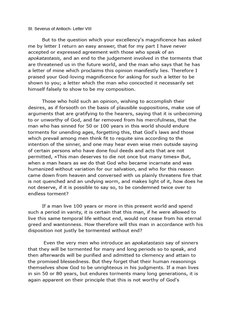 St. Severus on Eternal Judgment and Torment | PDF | Eternal Life ...