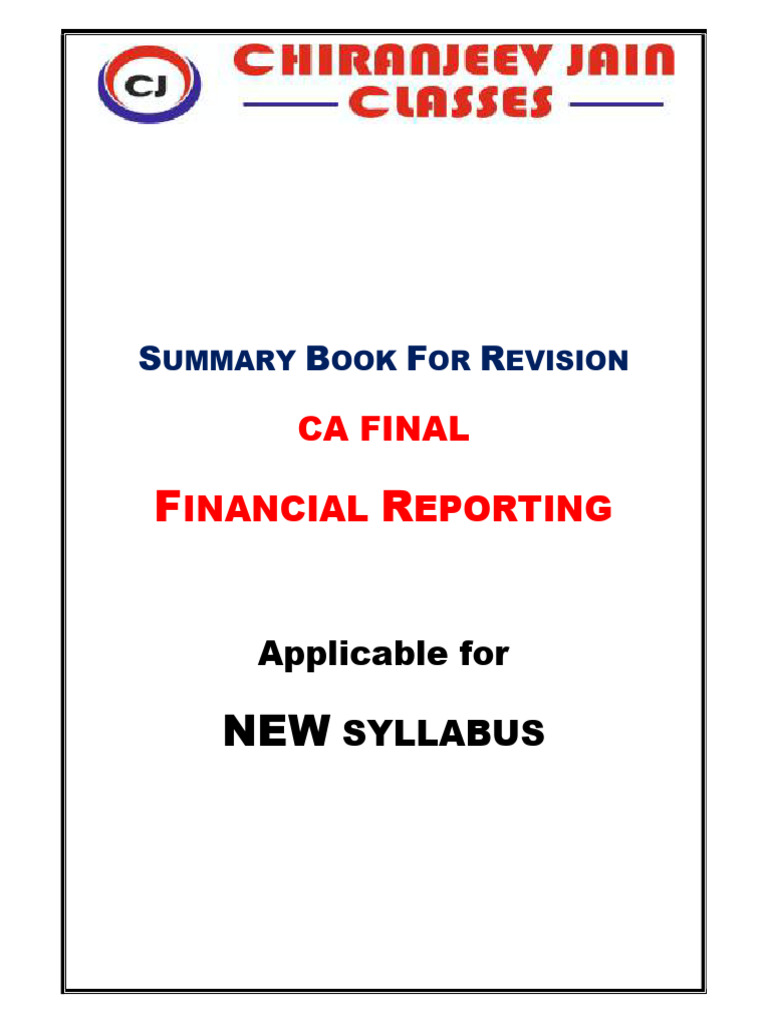 Summary of Full FR Syllabus | PDF | Going Concern | Income Statement