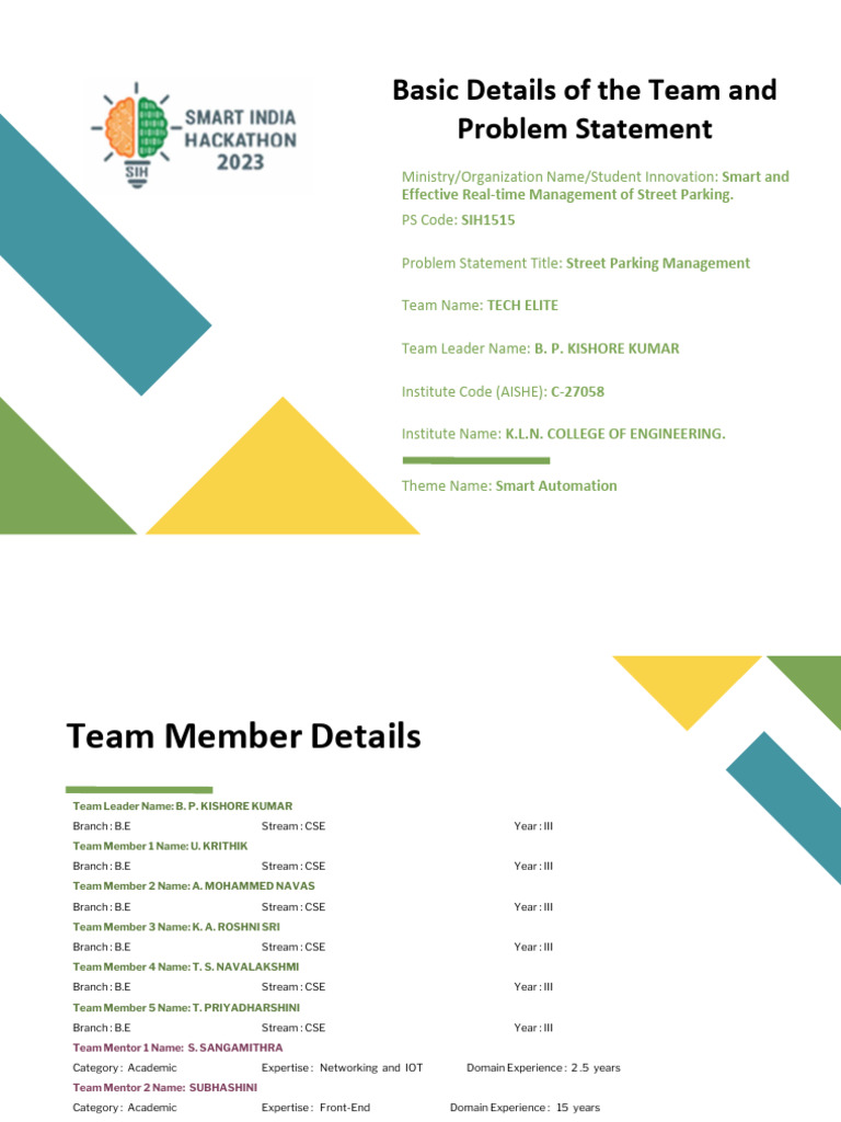 SIH-Hackathon Project - Final | PDF | Parking | Payments