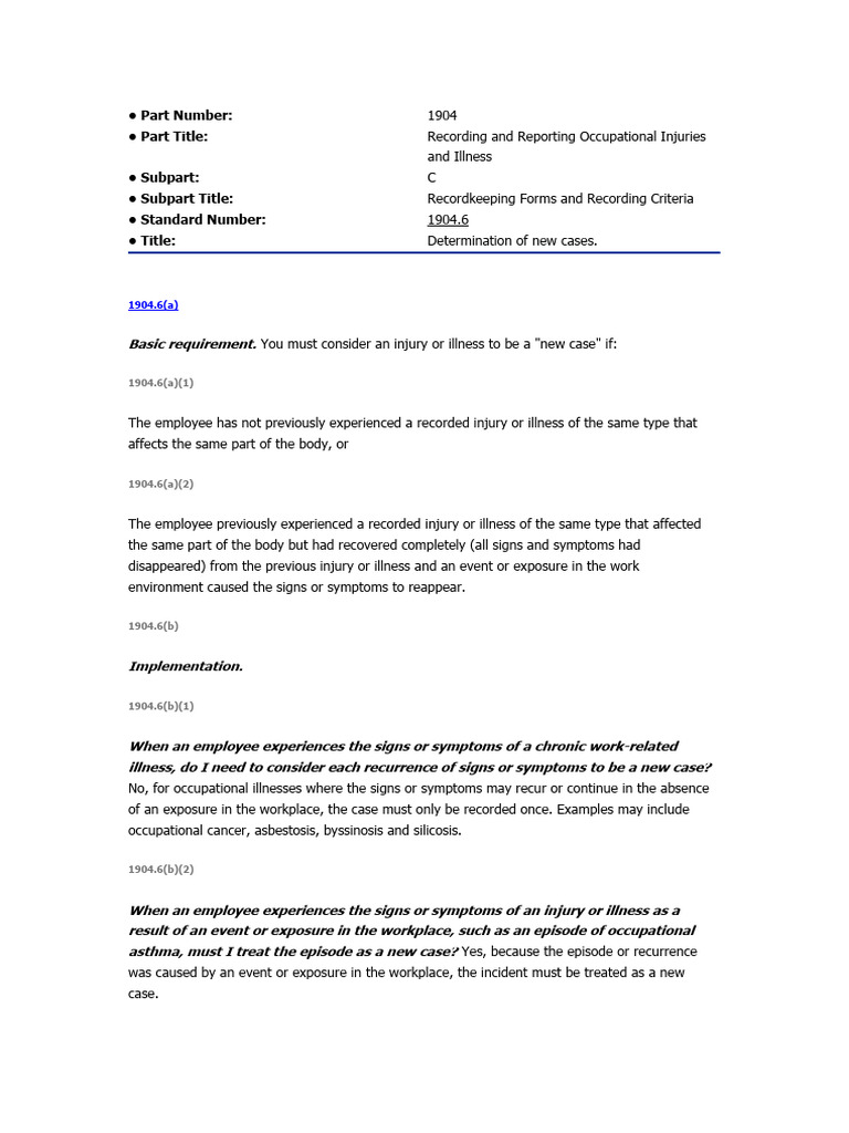 New Case Determination in OSHA 1904.6 | PDF | Health Professional ...