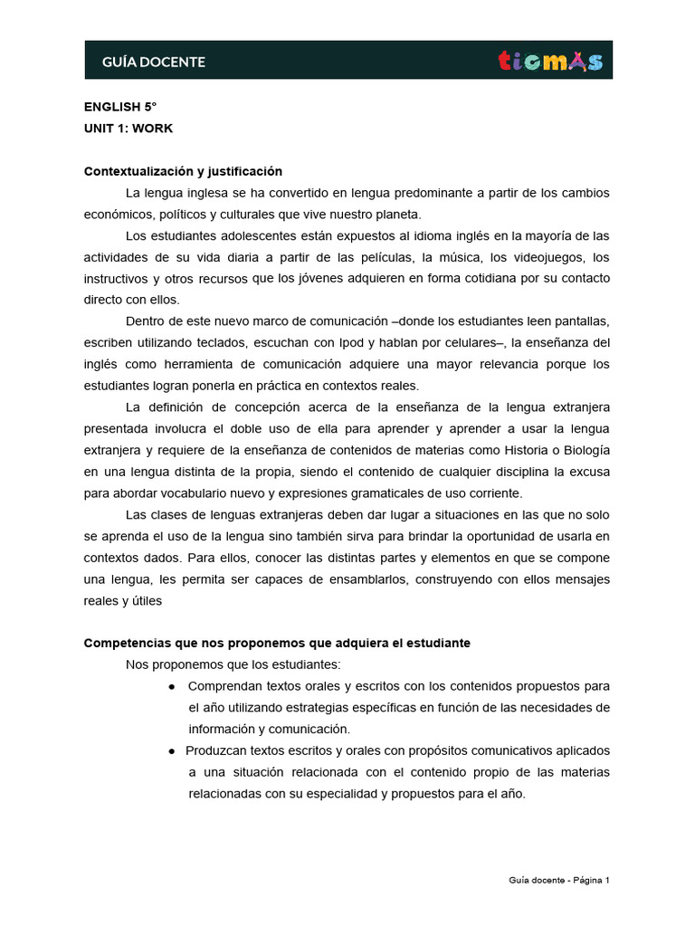 Ticmas-Guia Unidad 1 - Work - SEXTO | PDF | Evaluación