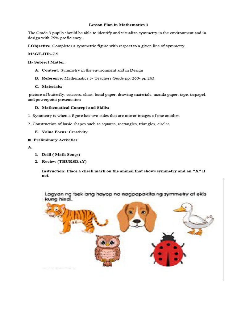 Lesson Plan in Mathematics 3 mam emily 3rd Quarter final | PDF ...