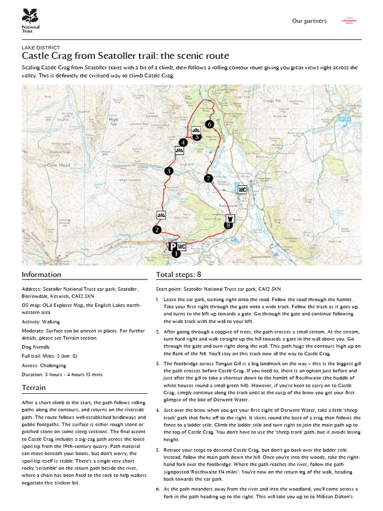 Castle Crag From Seatoller Trail The Scenic Route Walking | PDF | Lake ...