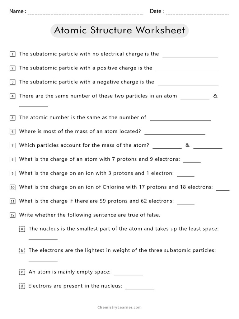 Atomic-Structure-Review-Worksheet | PDF