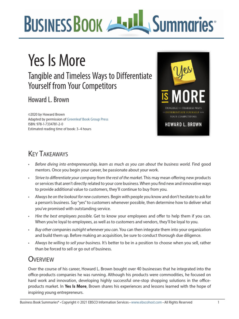 Yes is More | PDF | Employment | Mergers And Acquisitions