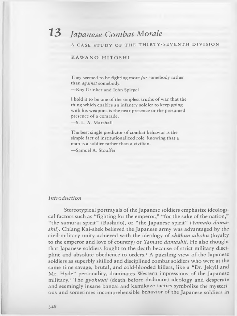 Japanese Combat Morale - A Case Study of The Thirty-Seventh Division by ...