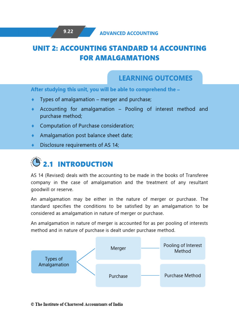 AS 14 Amalgamation and Absorption Chapter | PDF | Consolidation ...