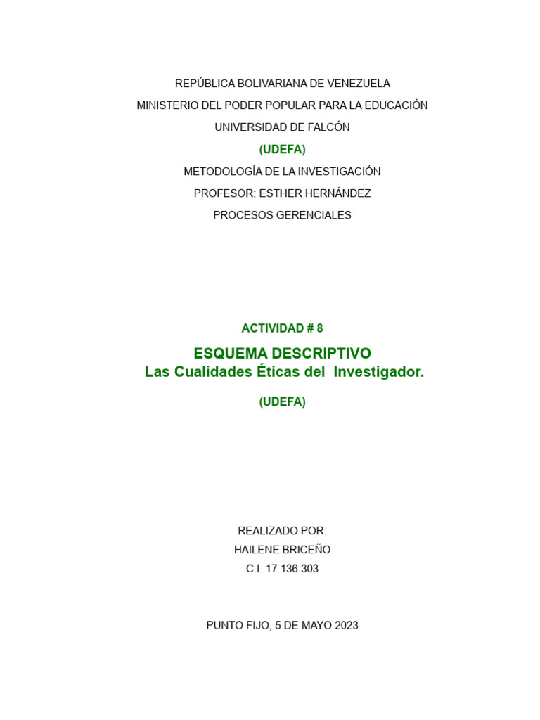 Actividad 8 Esquema Descriptivo Eticas Hailene | PDF | Comportamiento ...