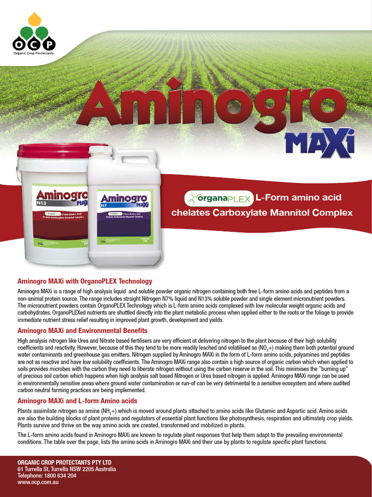 OCP268 Amingro+Maxi+Brochure FA3LR | PDF | Amino Acid | Nutrients