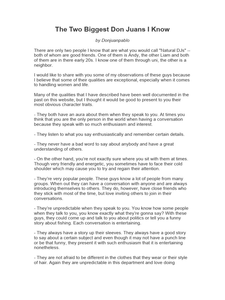 The Two Biggest Don Juans I Know | PDF