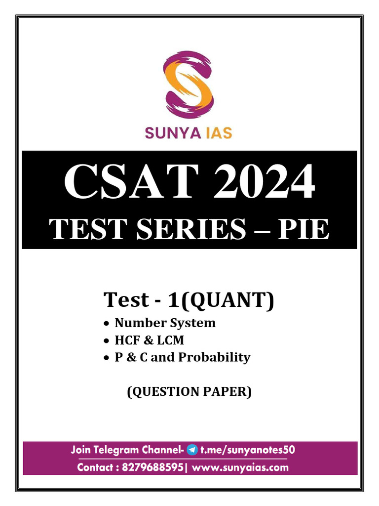 CSAT 2024 Quant Test Series 1 | PDF