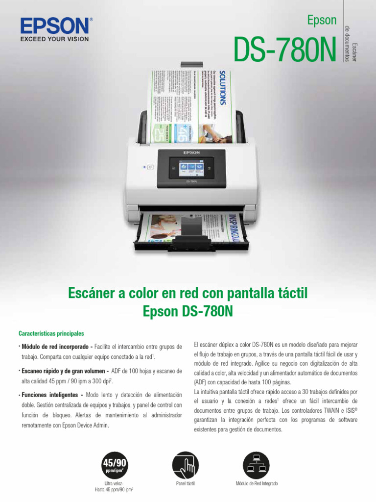 Epson Ds-780n | PDF | Escáner de imagen | Pantalla táctil