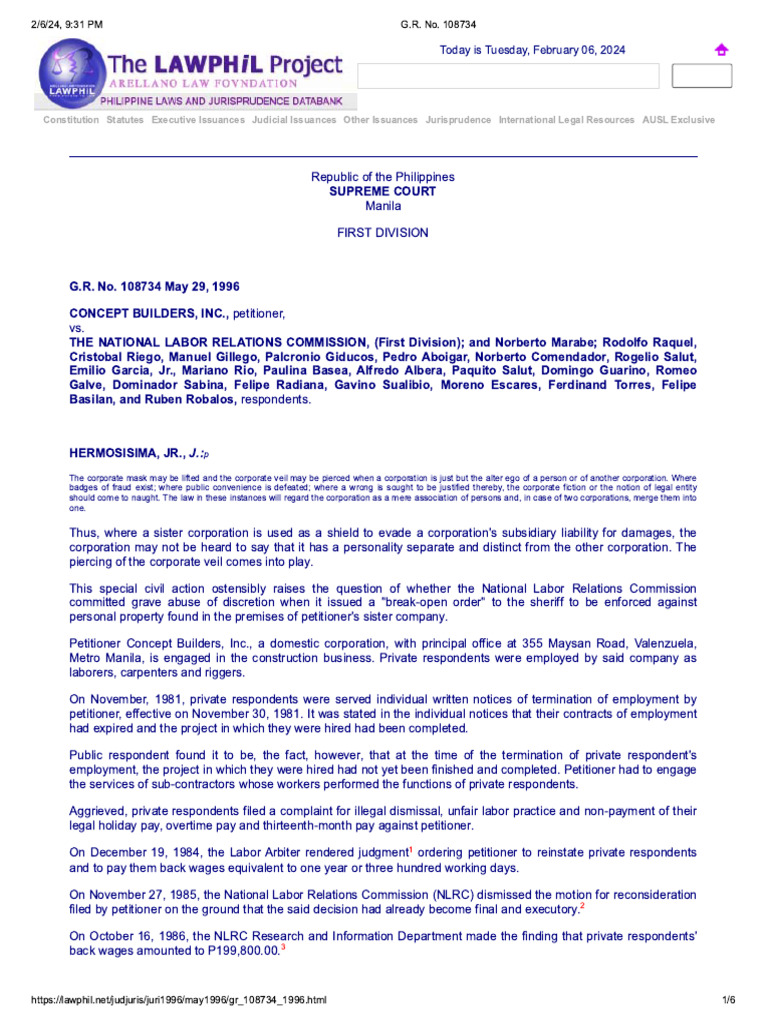 11 Concept Builders Vs NLRC | PDF