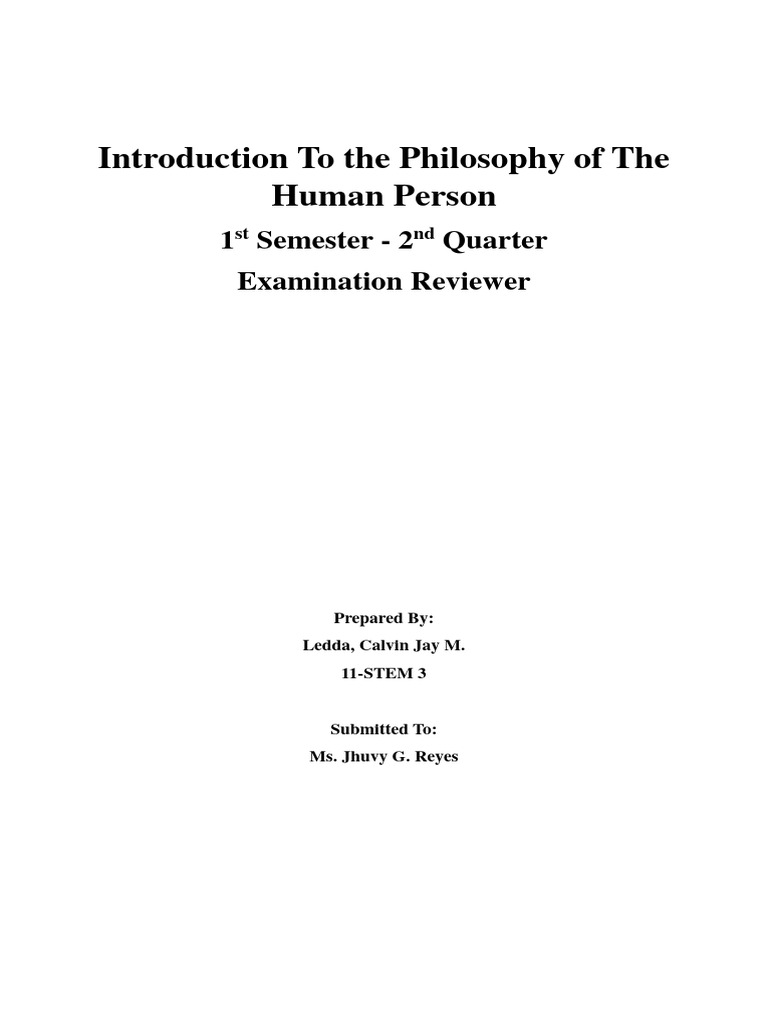 Introduction To The Philosophy of The Human Person | PDF | Thomas ...