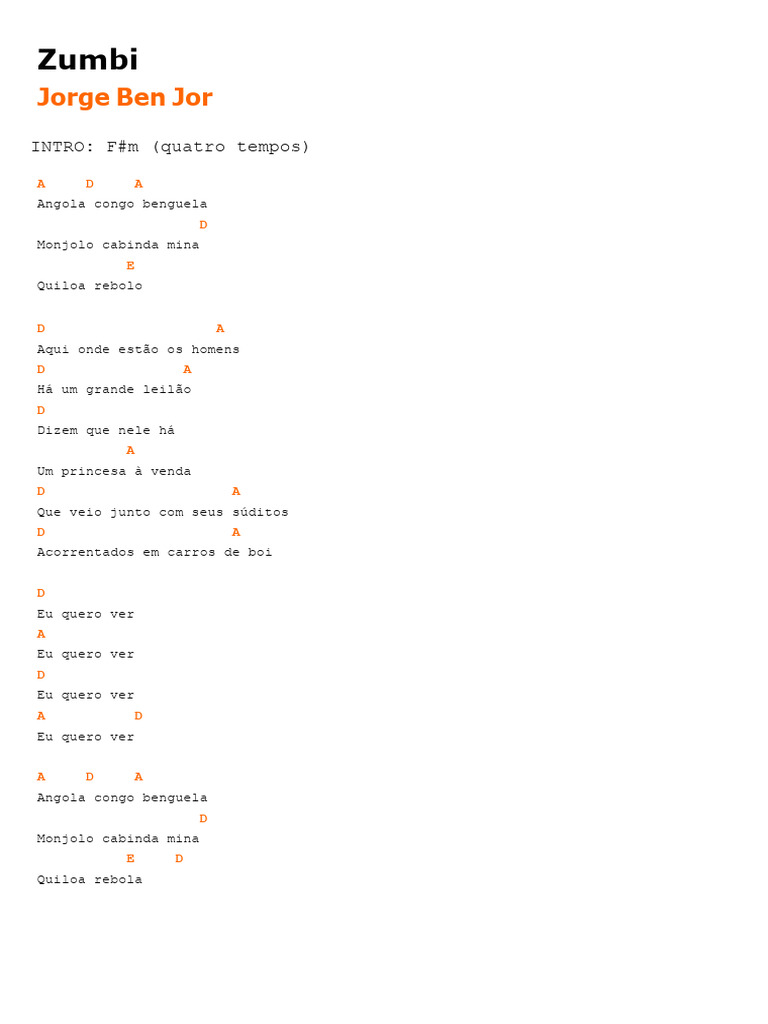 Jorge Ben Jor - Zumbi | PDF